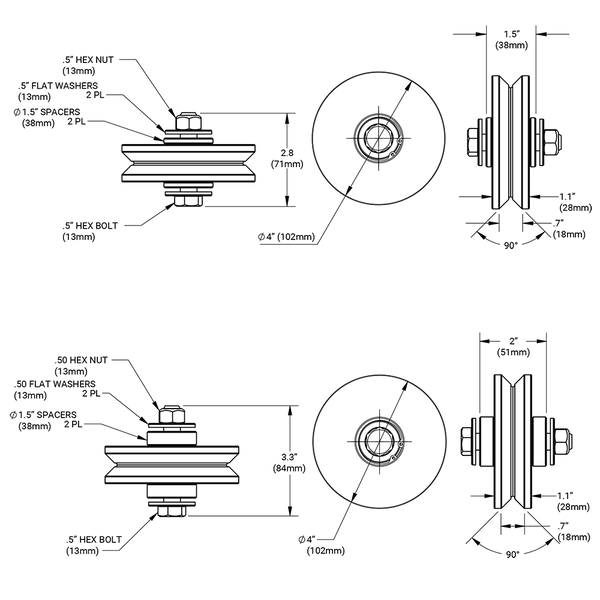 Shut It® 4" (102mm) Hardcore™ V-Groove Wheel - D&D Technologies US