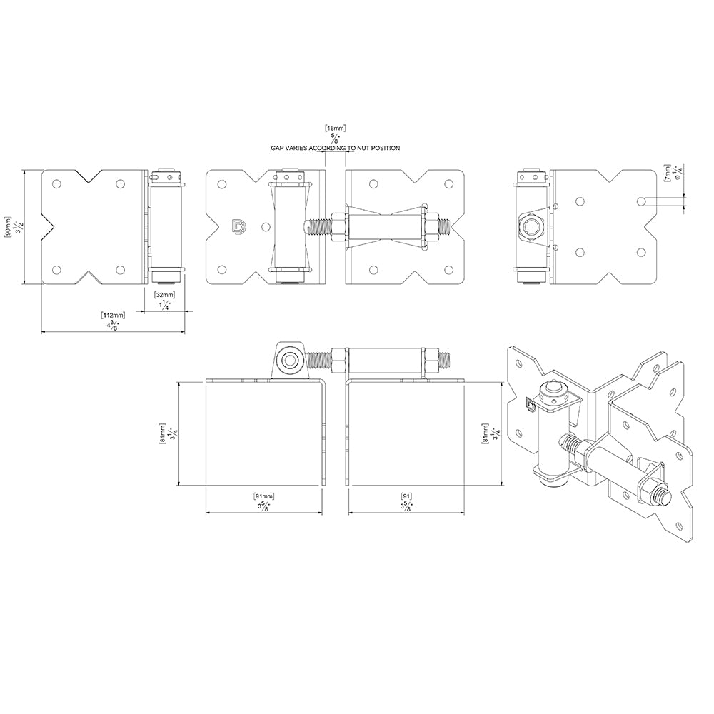 Stainless Steel– Regular, Self-Closing Hinge SS - D&D Technologies US