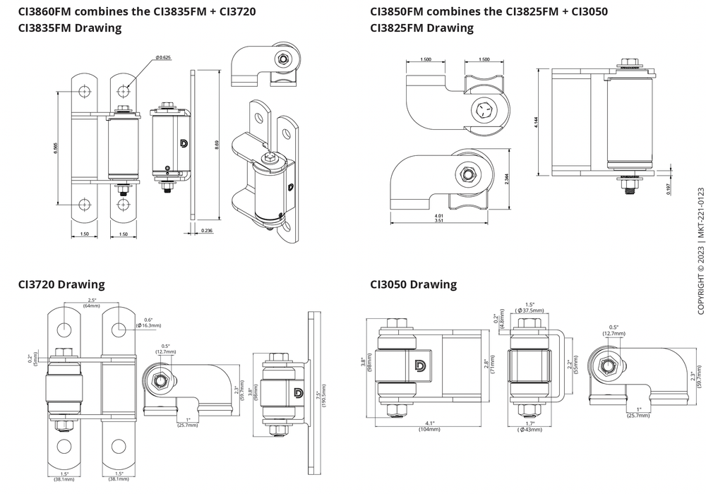 BadAss™ Face Mount Self-Closing Gate Hinges - D&D Technologies US